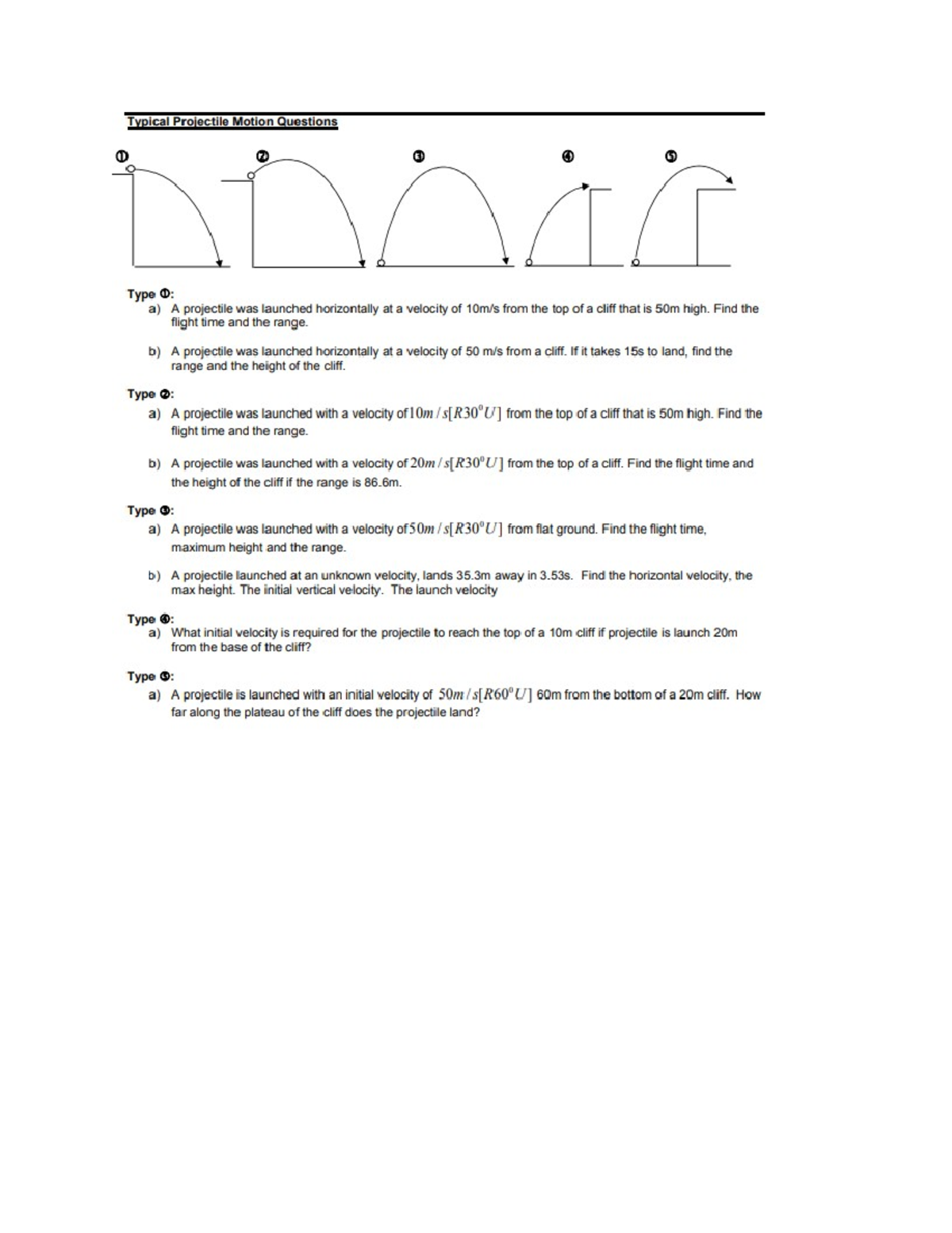 Gr.12 Projectile Assignment - Typical Projectile Motion Questions 1 E 4 ...