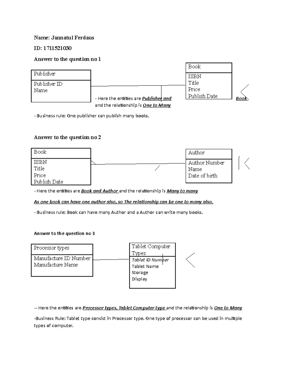 MIS - problem solving - Name: Jannatul Ferdaus ID: 1711521030 Answer to ...