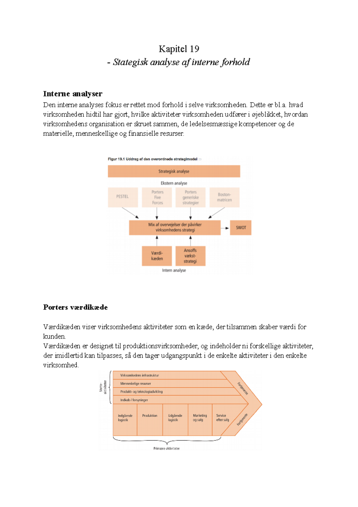 19. Strategisk analyse af interne forhold - Kapitel 19 - Stategisk analyse af interne forhold ...