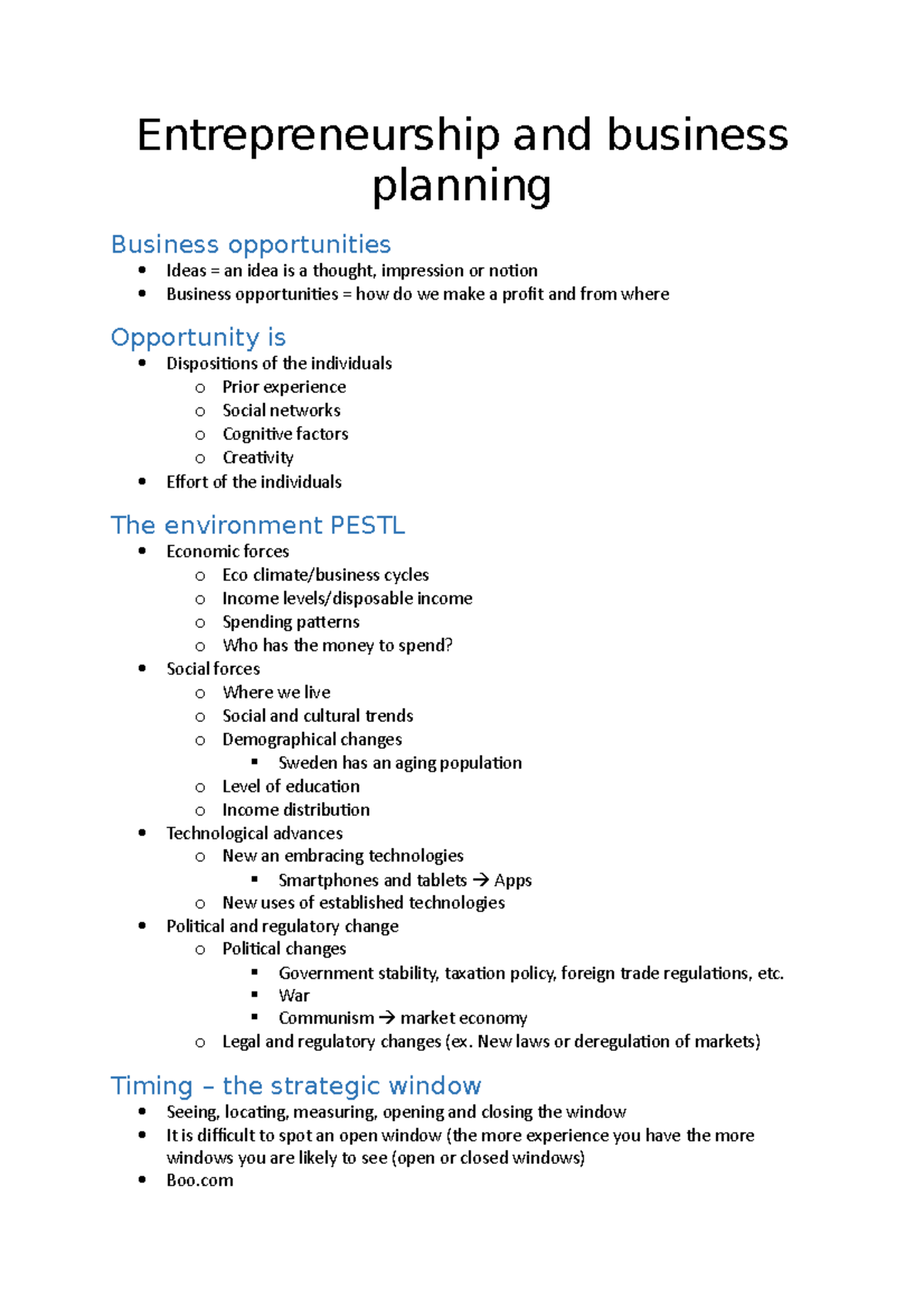 Entrepreneurship and Business Planning L2 - Entrepreneurship and ...