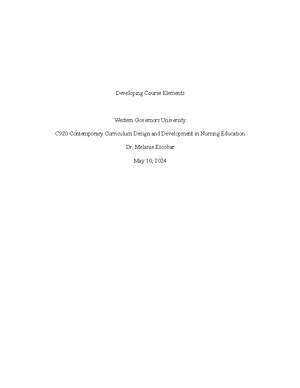 C920 Course Module Ver 1 - RAM1: Developing Course Elements C920 Course ...