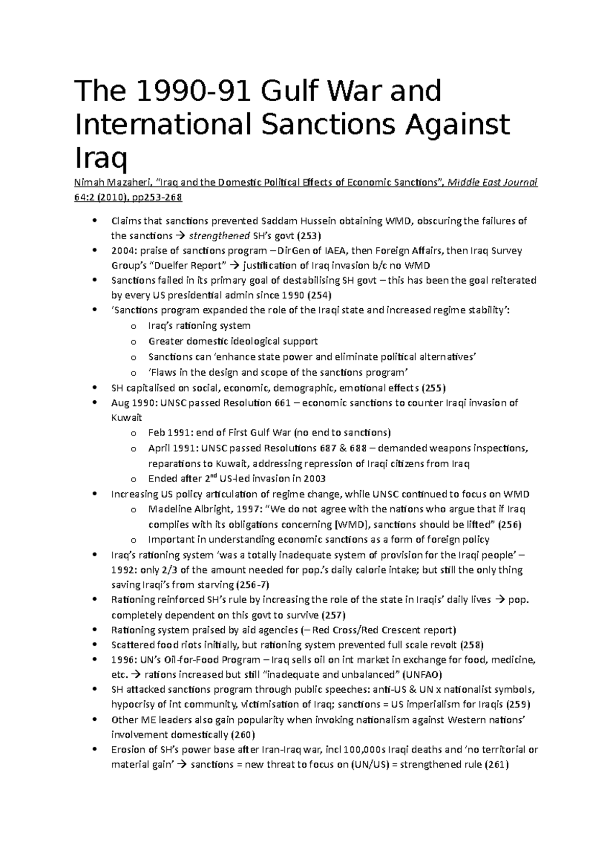 Conflict & Security in the MENA - The 1990-91 Gulf War and ...