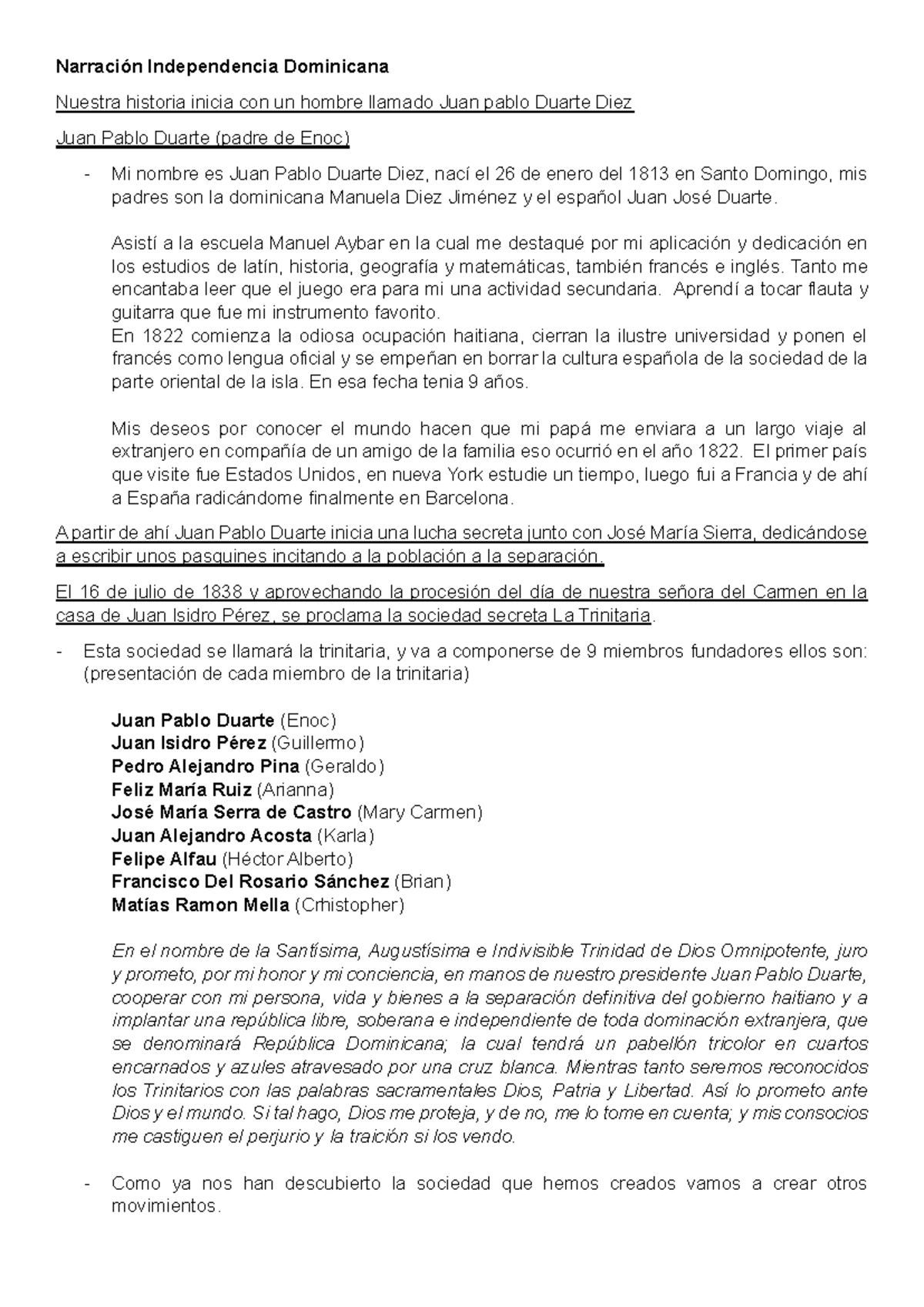 Narración Independencia Dominicana - Narración Independencia Dominicana ...