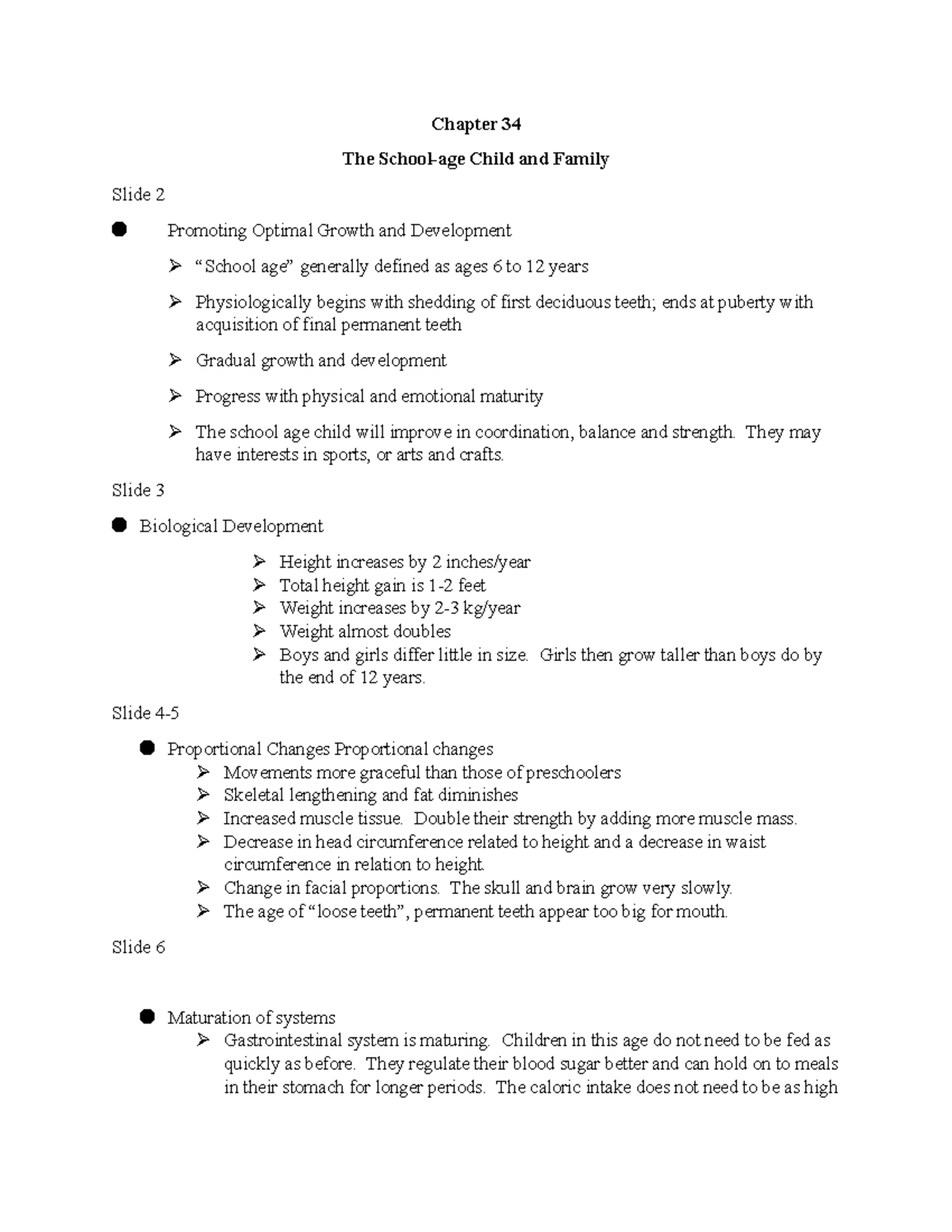 MC1 school age notes spring 2023 - Chapter 34 The School-age Child and ...