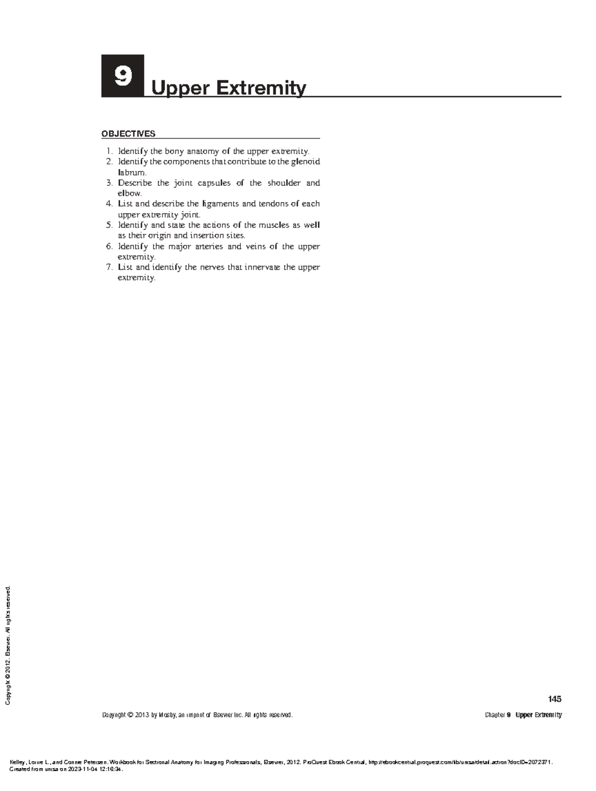 Chapter 9 Upper Extremity - 145 Copyright © 2013 by Mosby, an imprint of Elsevier Inc. All ...