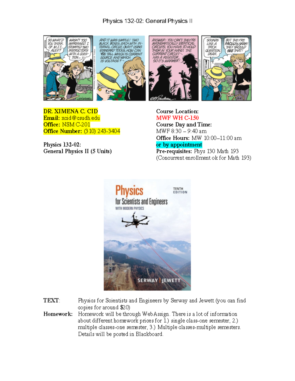 Phys 132 Calc E&M Syllabus - Physics 132-02: General Physics II DR ...