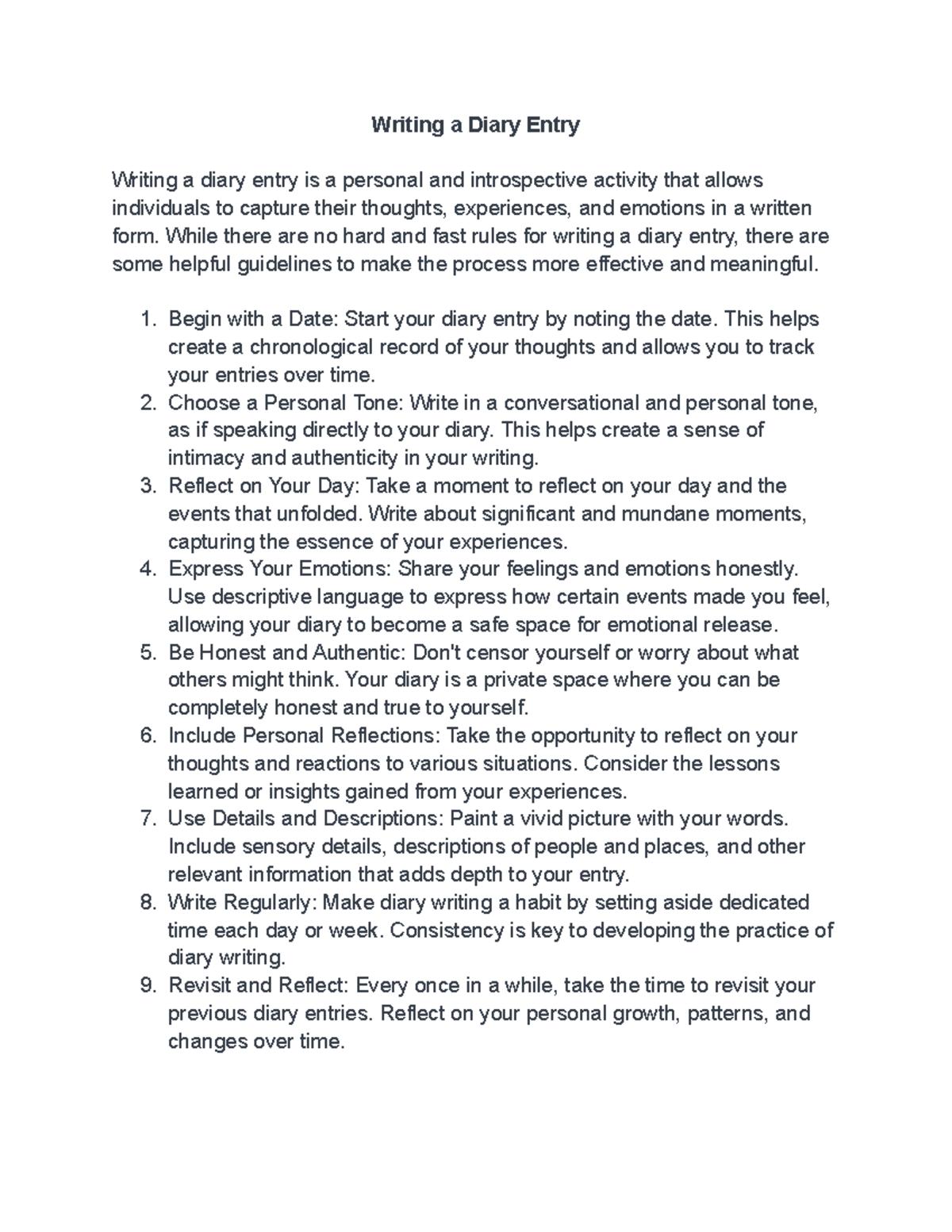 Writing a Diary Entry 1 - 1230. - Writing a Diary Entry Writing a diary ...