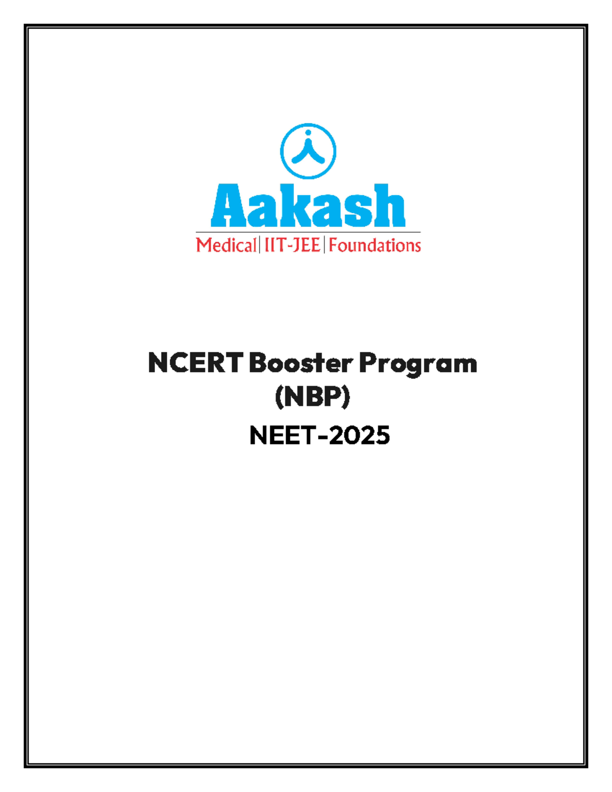 NBP Test Planner for NEET 2025 - NCERT Booster Program (NBP) NEET-202 5 ...