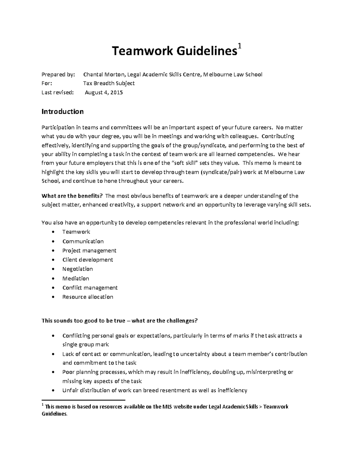 BLAW30003-Assignment, Team Guideline - Teamwork Guidelines1 Prepared by ...