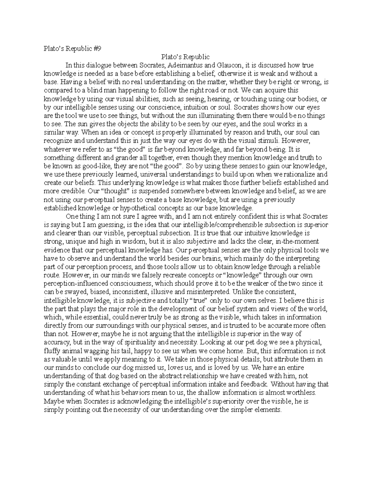 7 Plato's Republic - This is a sample essay from the class Ancient ...