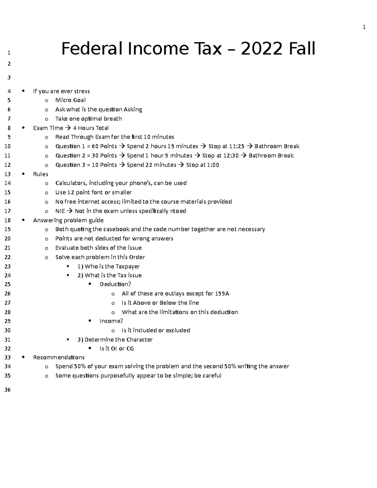 Tax Outline Update - Copy - Federal Income Tax – 2022 Fall If you are ...