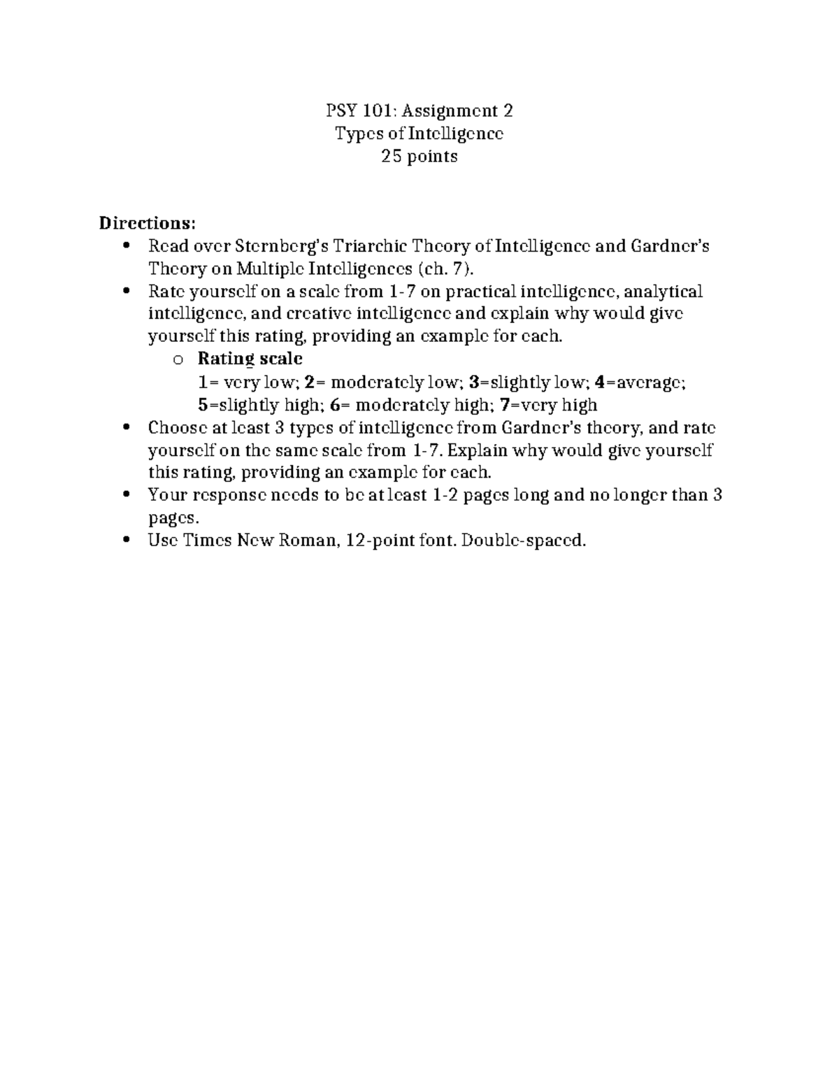 PSY 101 Assignment 2 - To figure out the behavioral differences - PSY 101: Assignment 2 Types of ...