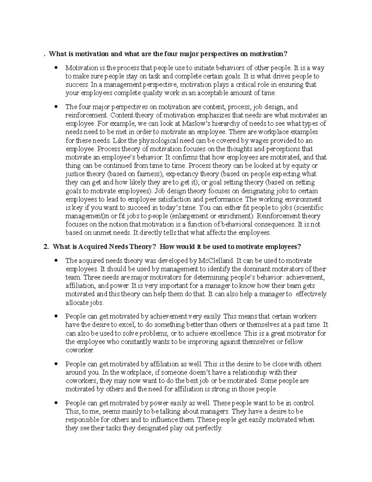 Major assignment 4 - homework - . What is motivation and what are the ...