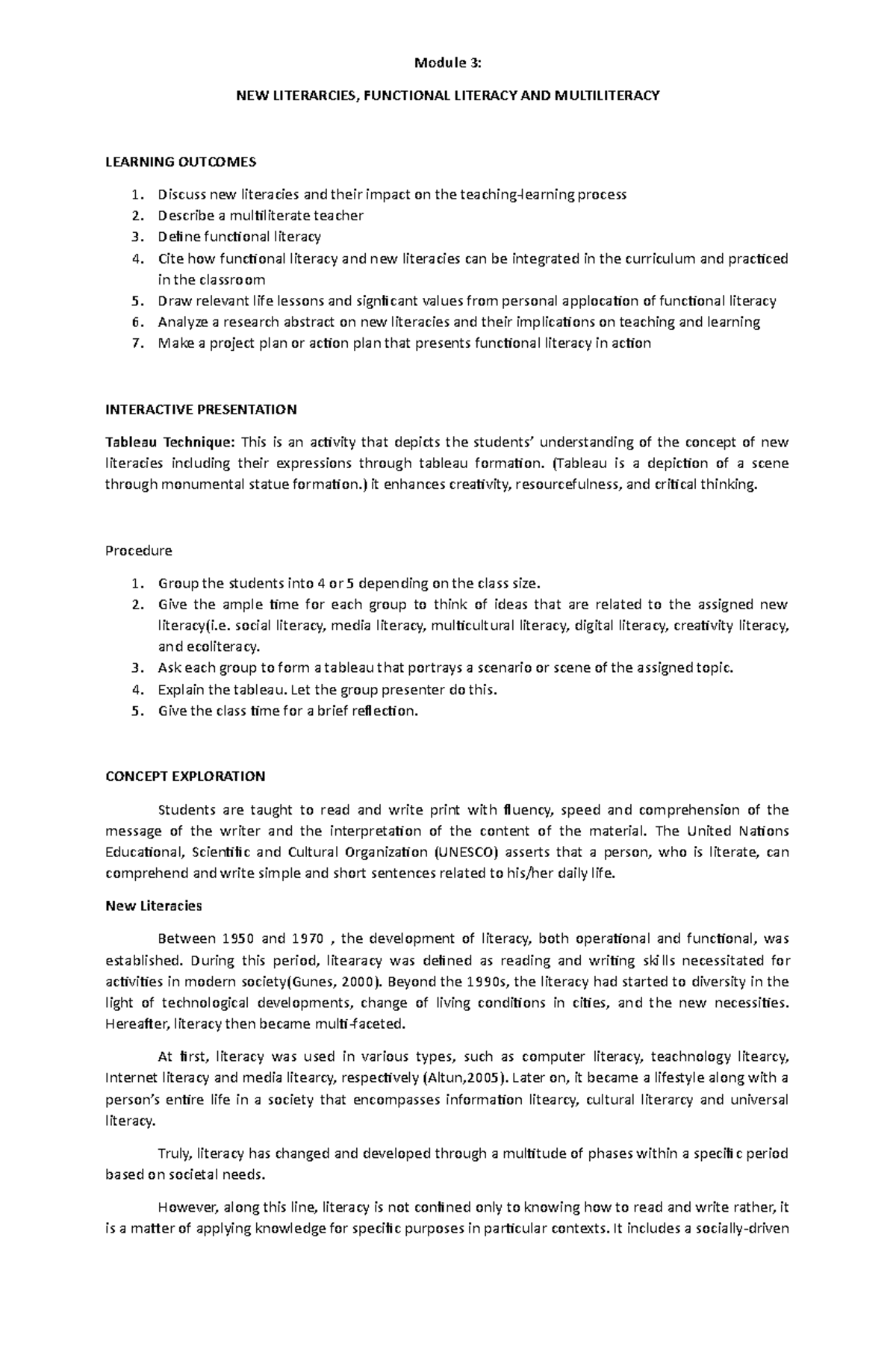 Module-3 - module - Module 3: NEW LITERARCIES, FUNCTIONAL LITERACY AND ...