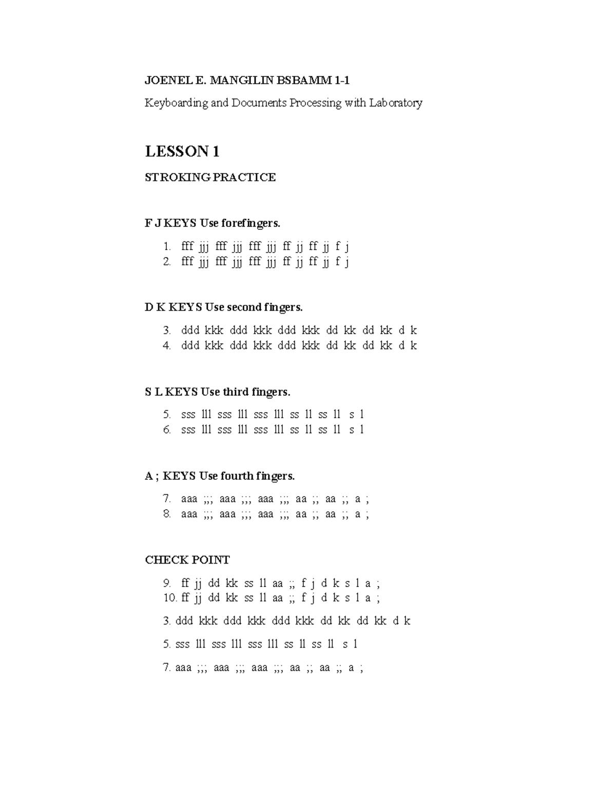 Keyboarding Finals - This is the lessons and practices - JOENEL E ...