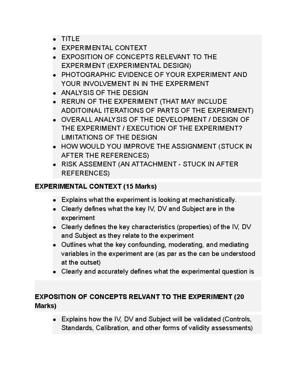 Experiment headings - TITLE EXPERIMENTAL CONTEXT EXPOSITION OF CONCEPTS ...
