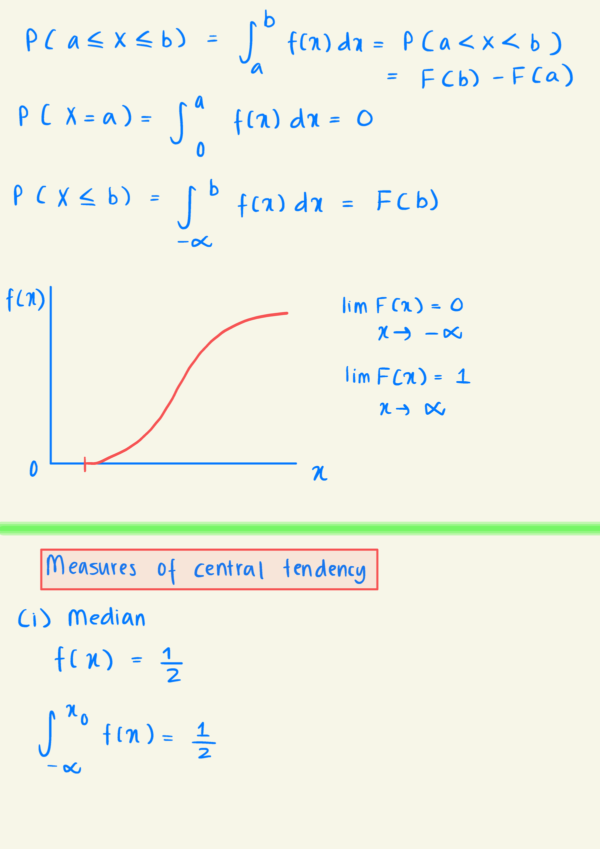 Notes-3 - Week 16 notes pt2 - Pca ≤ ≤ b) = Jab fcn)dn= Pca
