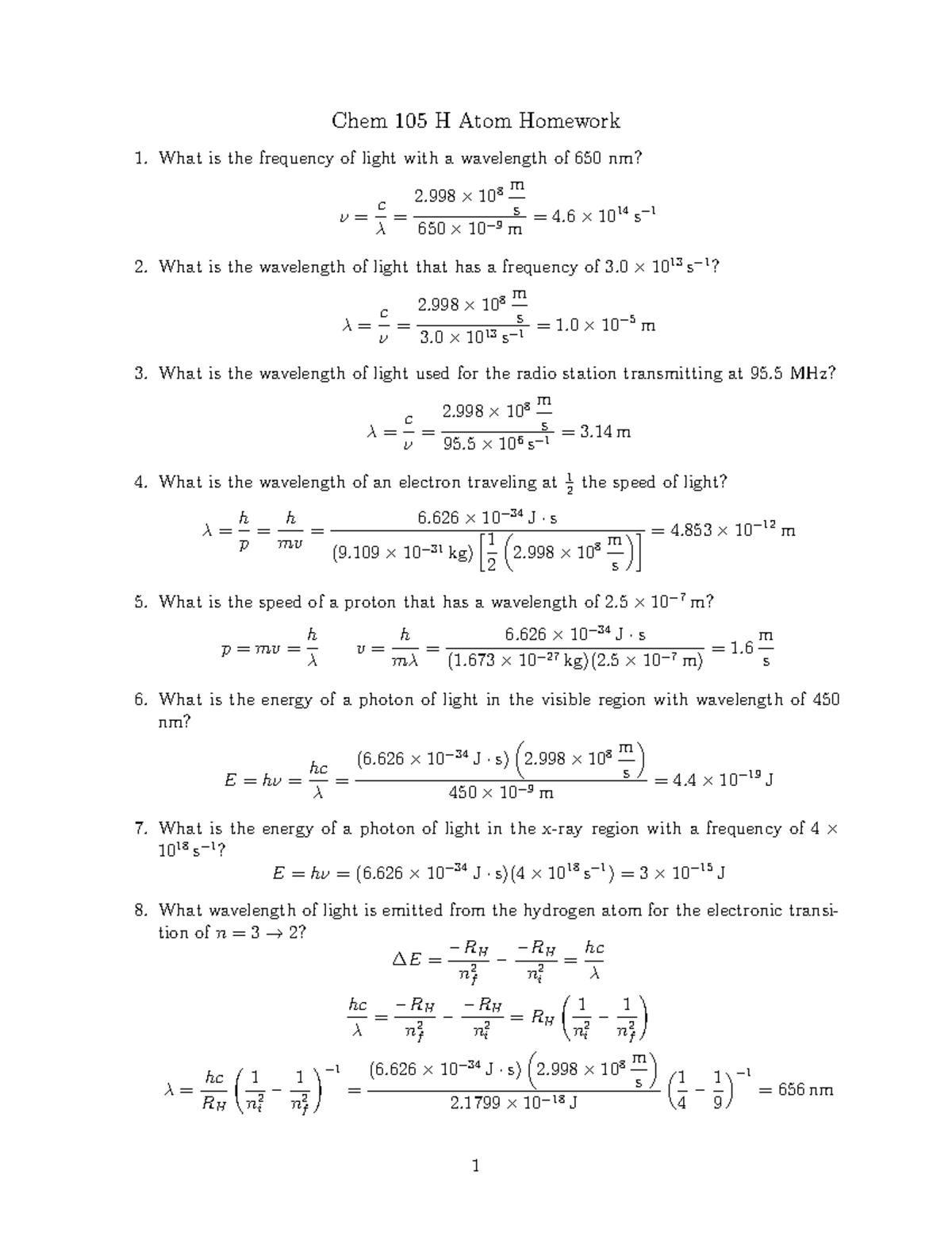 H atom-key - hydrogen atom and its introduction to quantum numbers ...