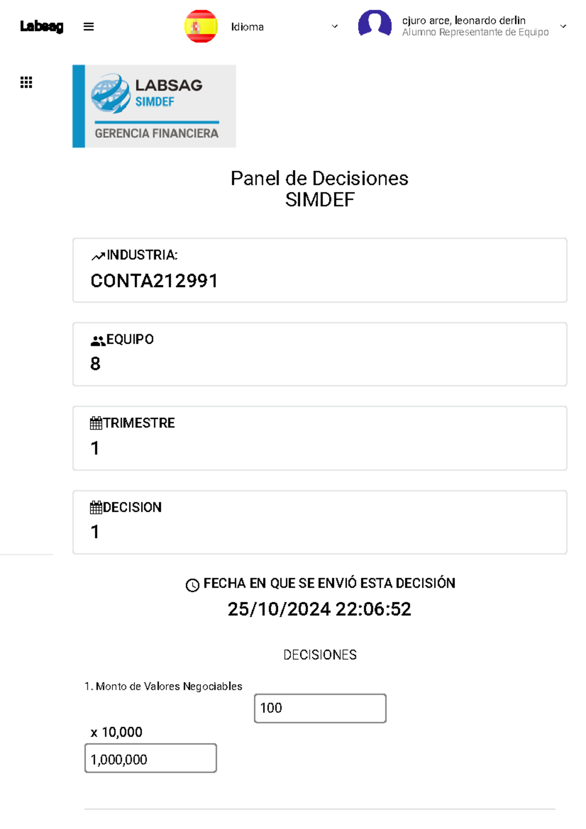 Ecosistema Labsag - primera decision - Panel de Decisiones SIMDEF ...