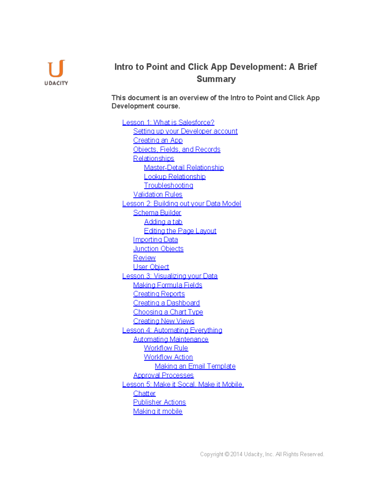 Brief Summary of Salesforce - Intro to Point and Click App Development: A Brief Summary This ...
