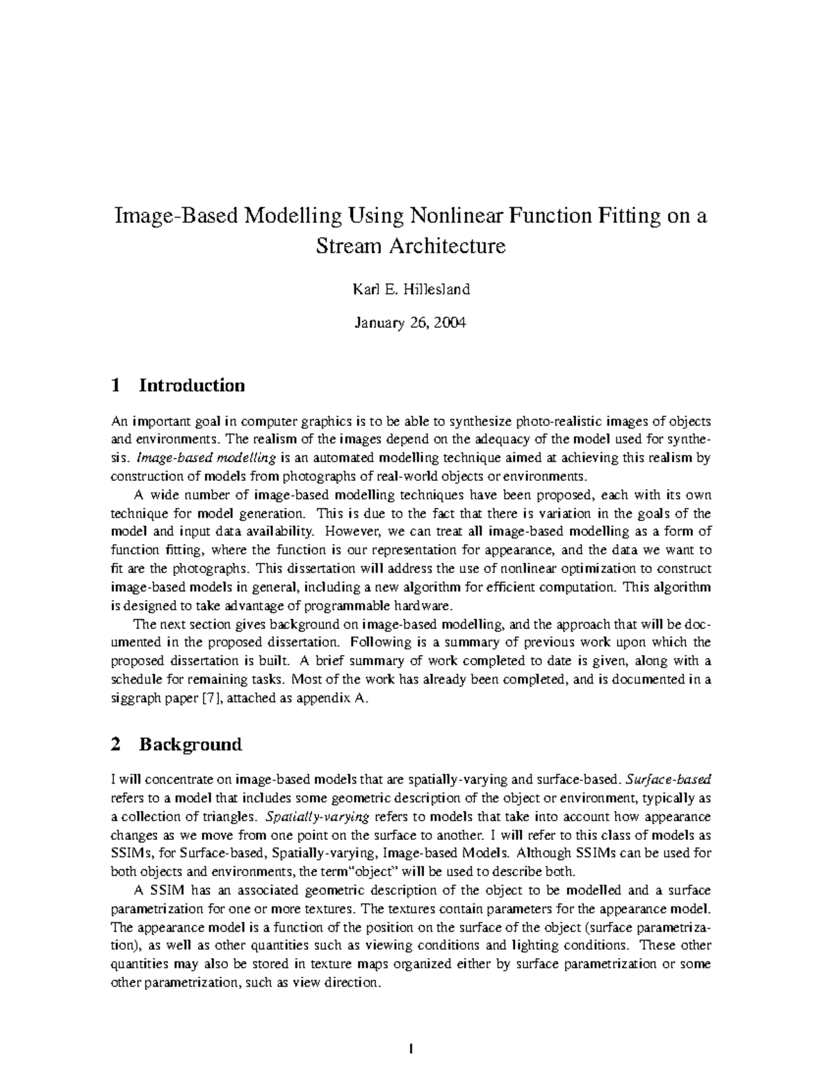 Hillesland - Image-based modeling - Image-Based Modelling Using ...