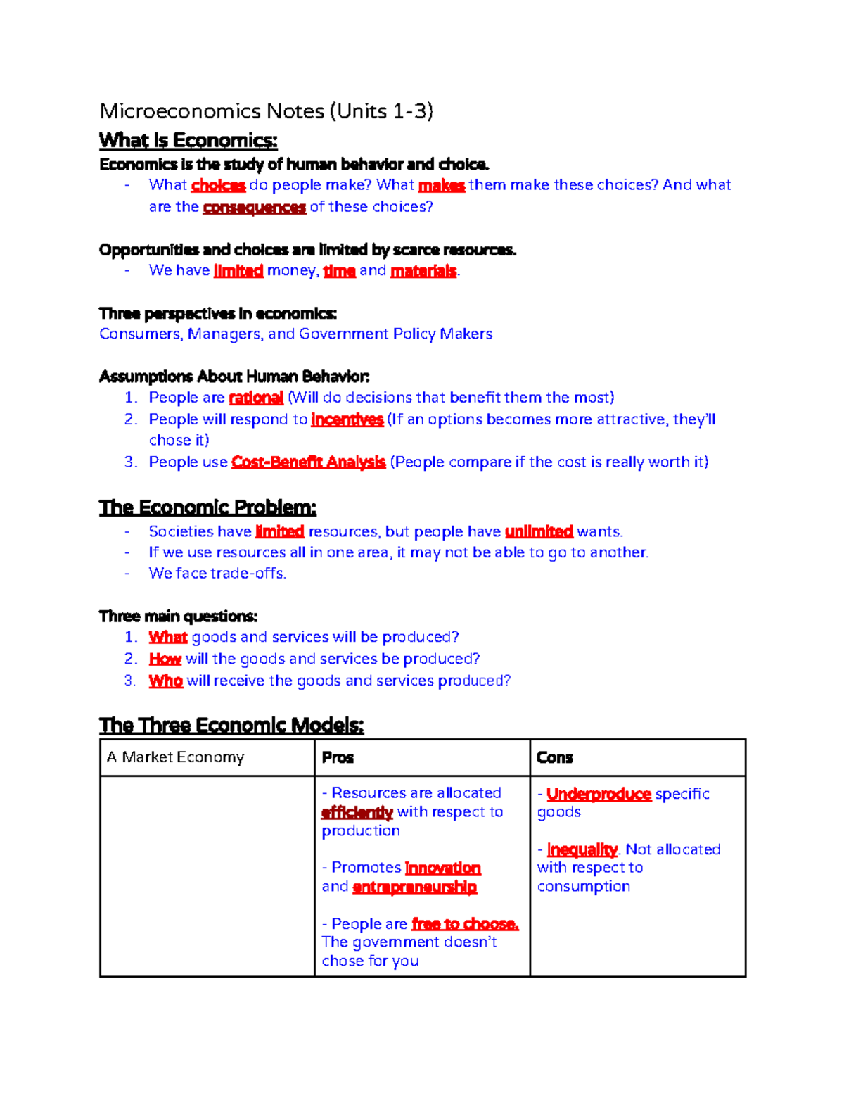 Microeconomics Notes (Units 1-3) - Google Docs - Microeconomics Notes ...