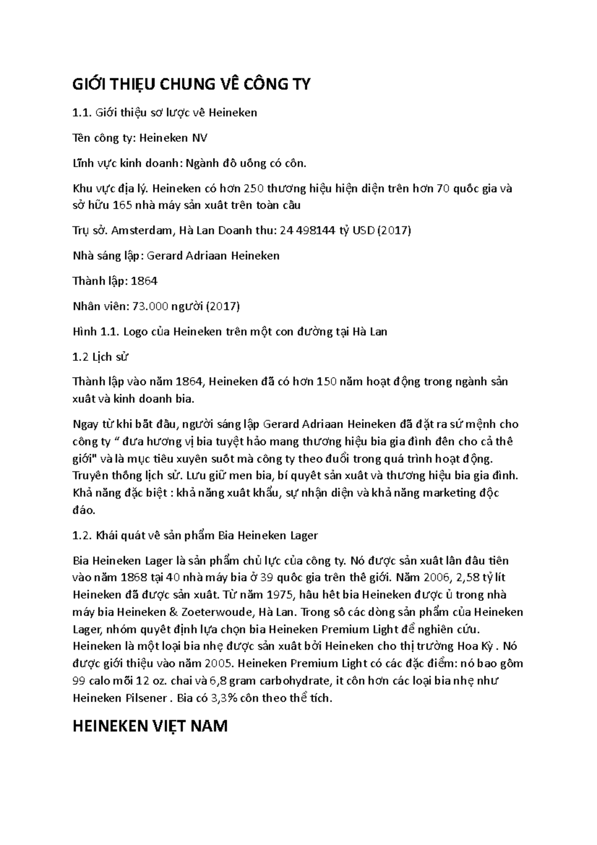 Quy trình thu mua Heiniken - GI ỚI THI U CHUNG VỀỀ CÔNG TY Ệ Gi i thi u sớ ệ ơ ượl c vềề ...