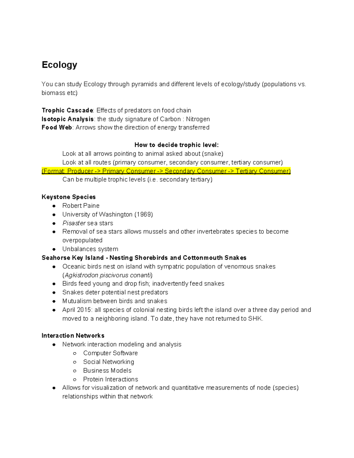 Biology 161 Ecology - Lecture notes 7 - Ecology You can study Ecology ...