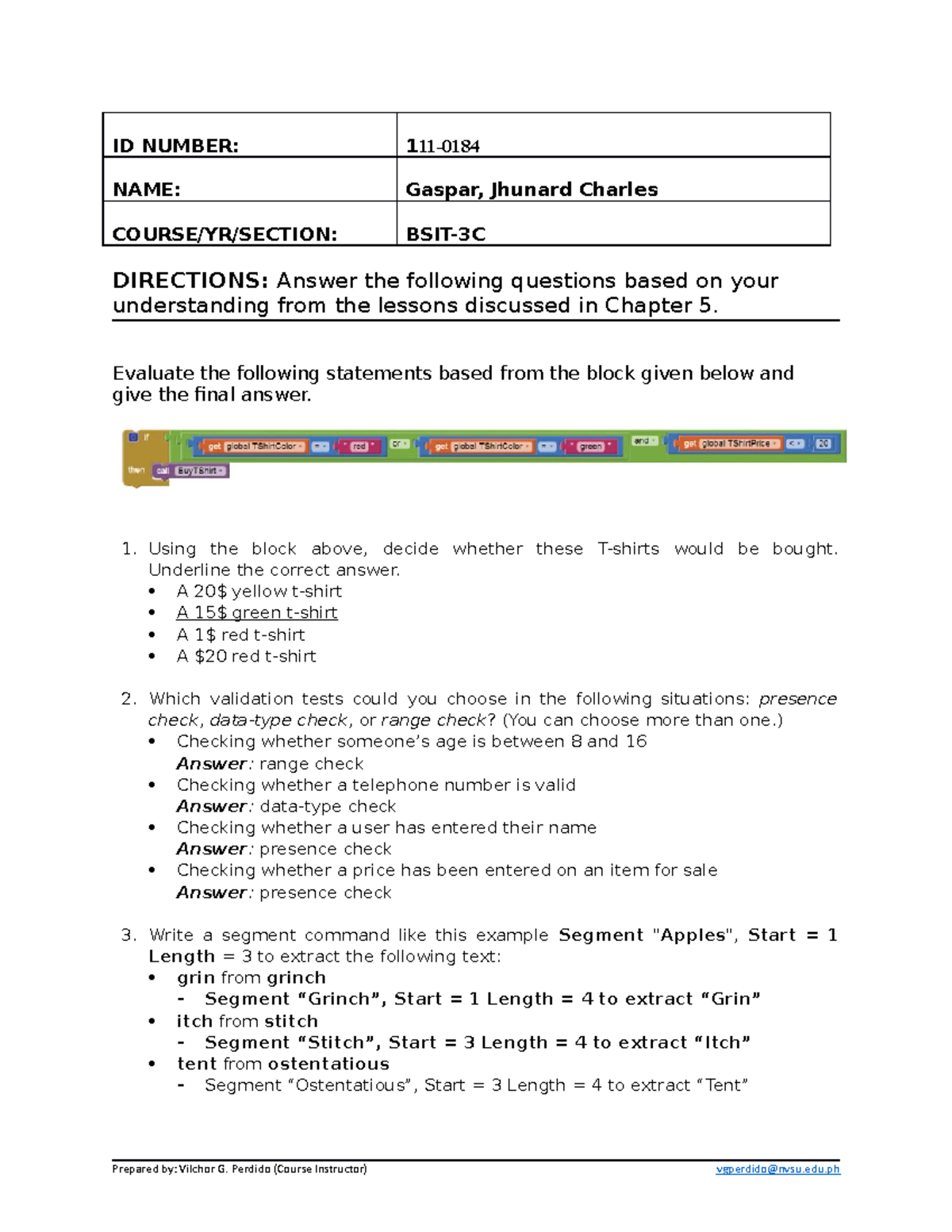 17. Assignment-105-Output (JPGaspar) P50 - ID NUMBER: 1 11- NAME ...