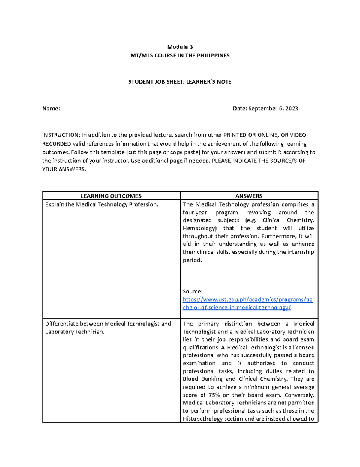 Module 3 Learner's Note - Module 3 MT/MLS COURSE IN THE PHILIPPINES ...