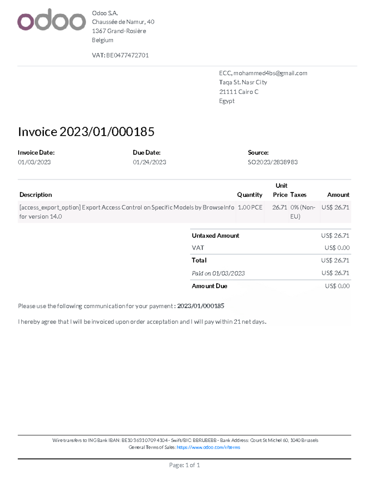 2023-01-000185 - wer - Invoice 2023/01/ Description Quantity Unit Price ...