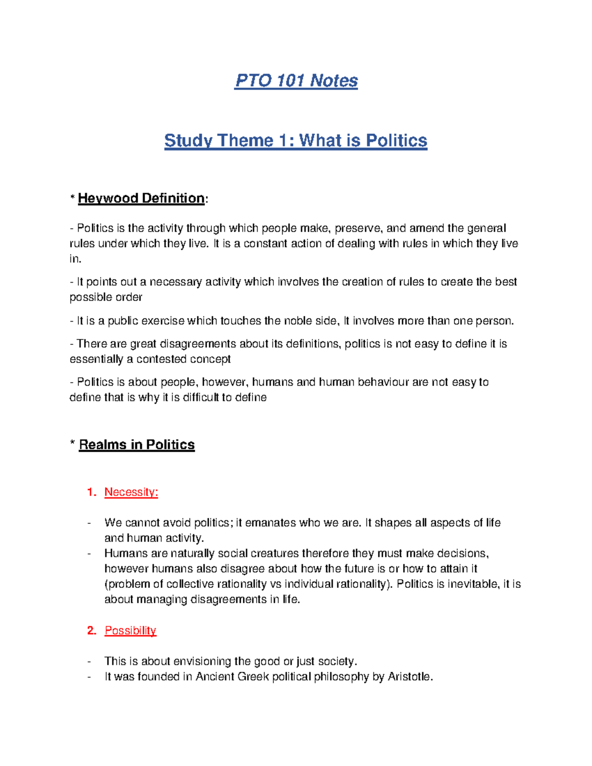PTO 101 Notes (Theme 1) - IT HELPS TO STUDY - PTO 101 Notes Study Theme ...