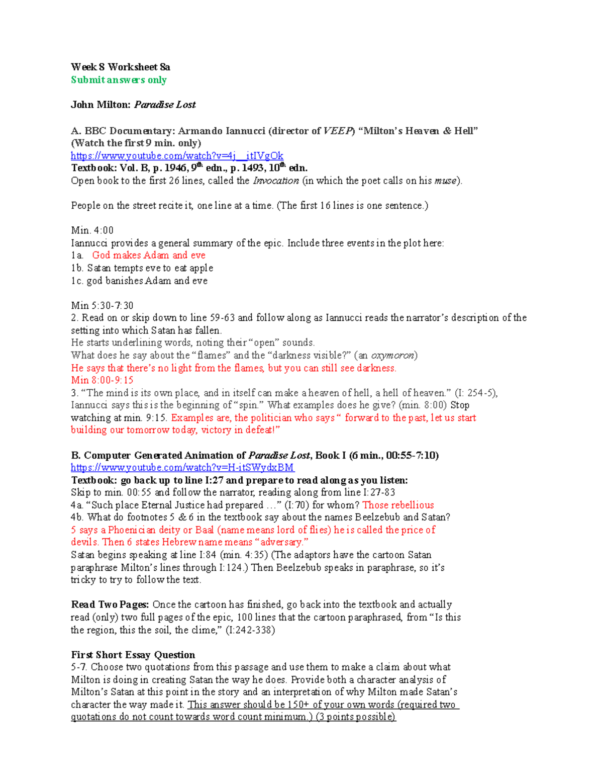 Wksht 8 201 FA21 - n/a - Week 8 Worksheet 8a Submit answers only John ...