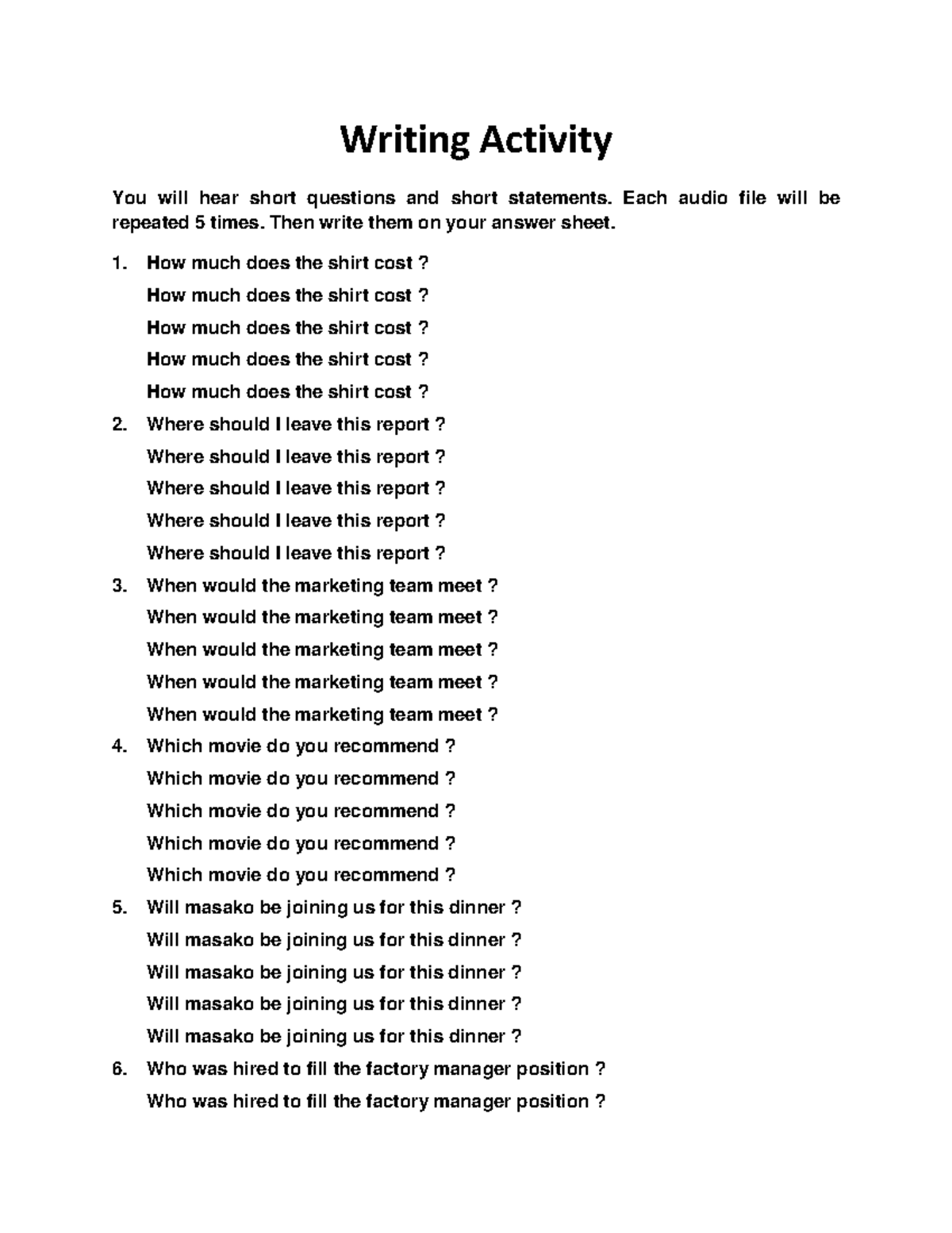 Practice Writing Activity Writing Activity You Will Hear Short practice-writing-activity-writing-activity-you-will-hear-short