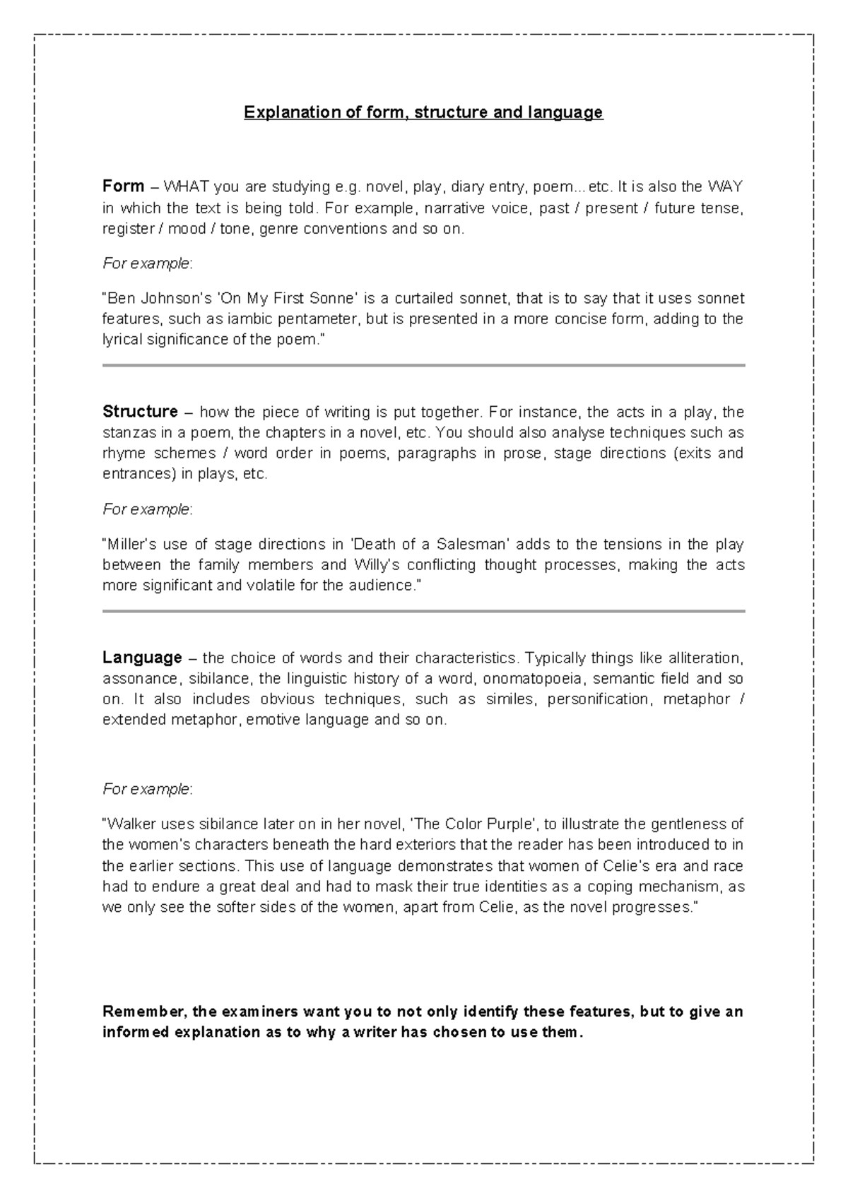 Structure language - Definitions - Explanation of form, structure and ...