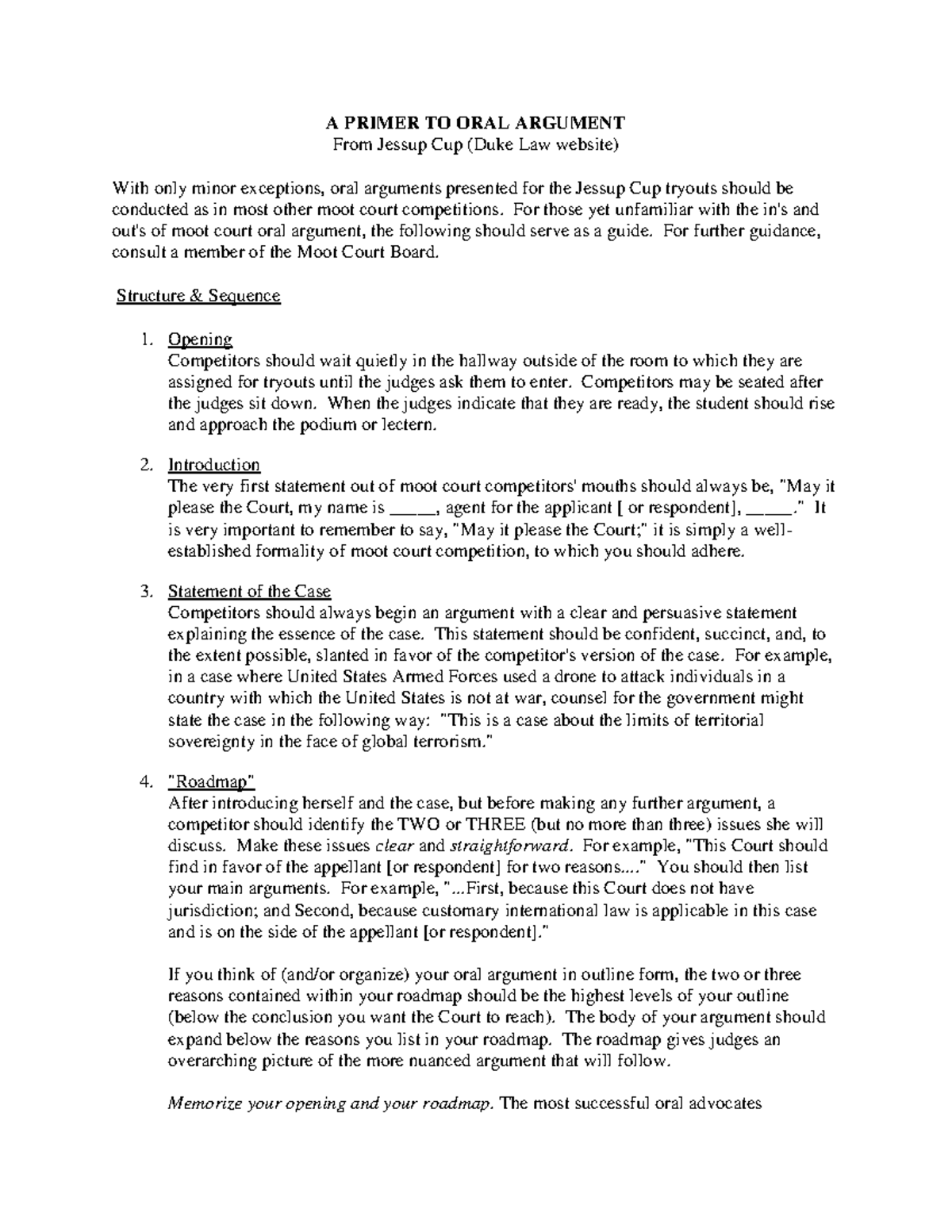 93827847 A Primer to Oral Argument - A PRIMER TO ORAL ARGUMENT From ...