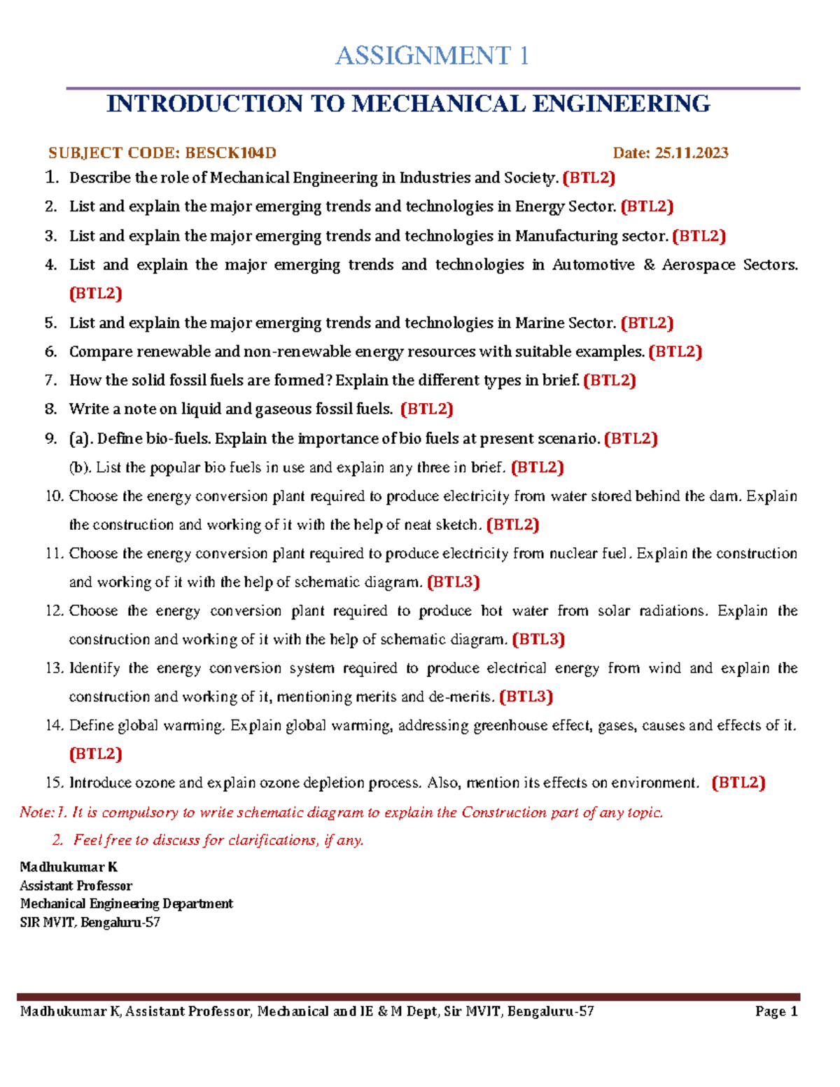 Assignment 1 - i am a student - Madhukumar K, Assistant Professor ...