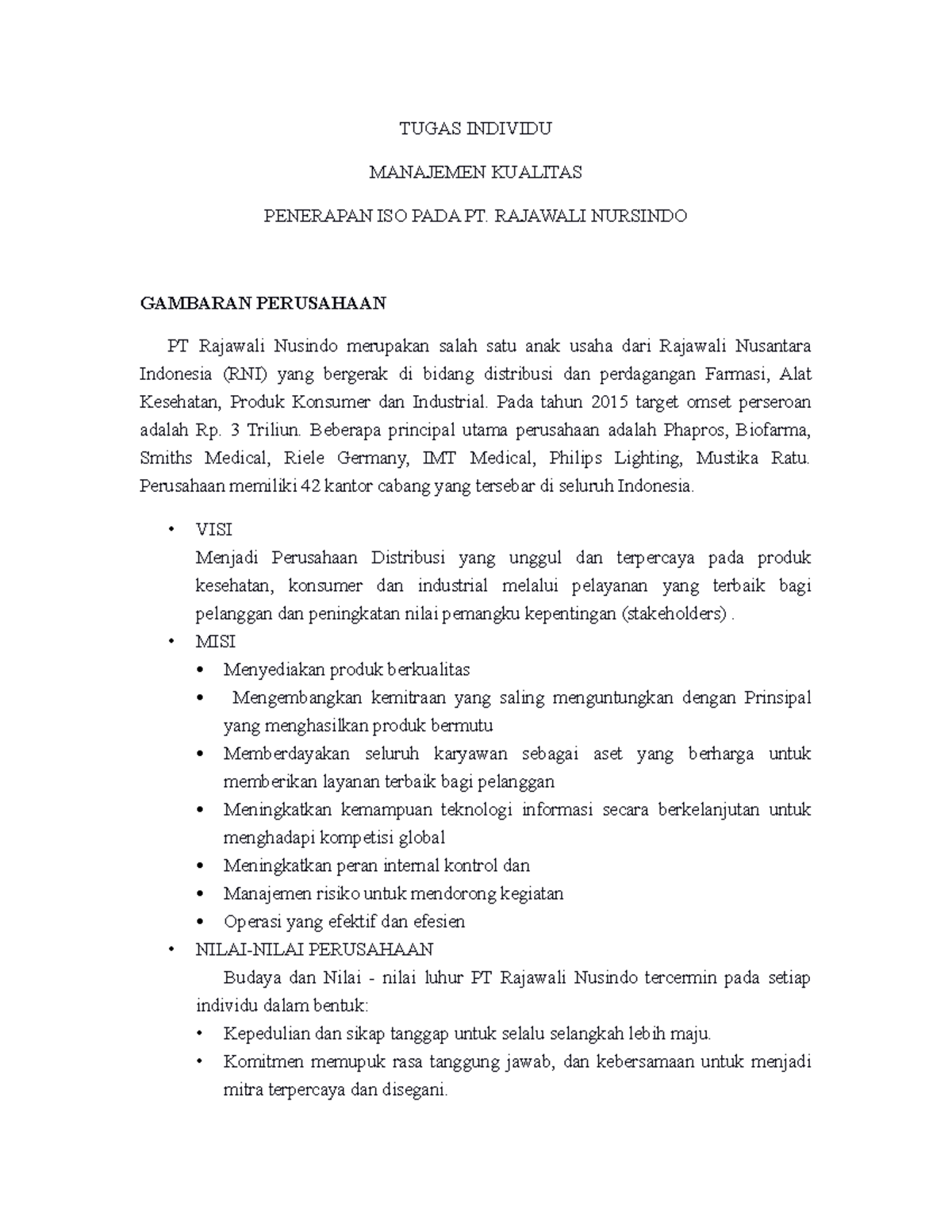 CONTOH Penerapan ISO pada perusahaan - TUGAS INDIVIDU MANAJEMEN ...