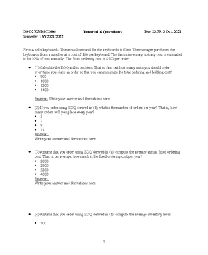 Tutorial 5 Questions - DAO2703 - NUS - Studocu