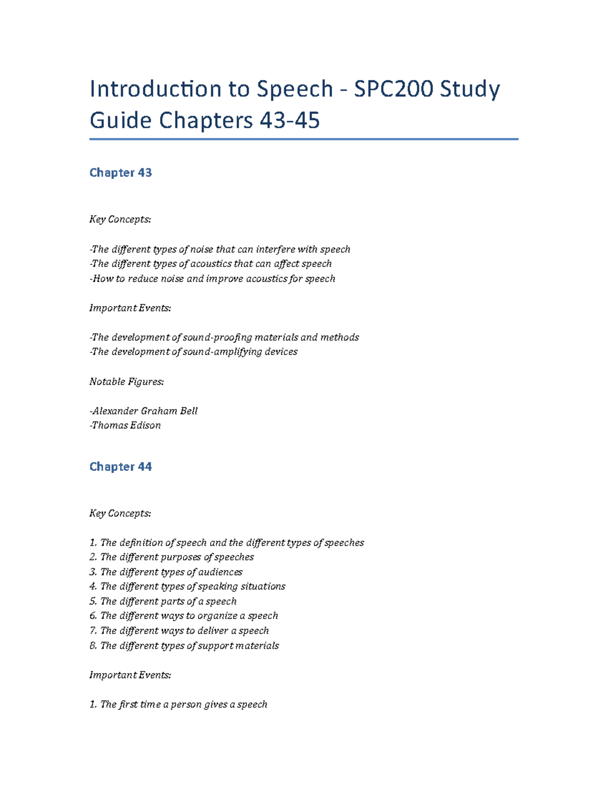 Introduction to Speech - SPC200 Study Guide Chapters 43-45 ...