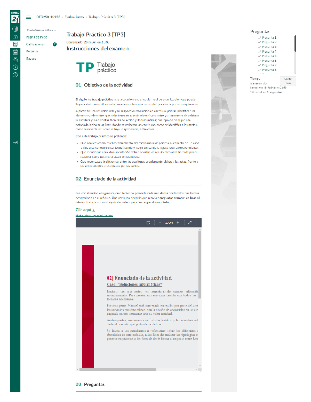 TP3 95% TRABAJO PRACTICO 3 95% - SIGLO 2 Evaluaciones Trabajo Práctico 3 Periodo Académico Mayo ...