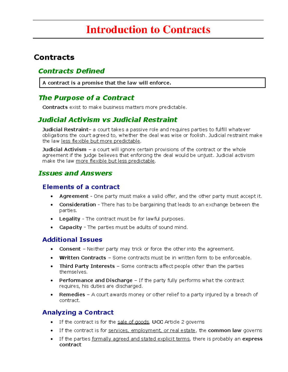 Ch10 Introduction to Contracts - Introduction to Contracts Contracts ...