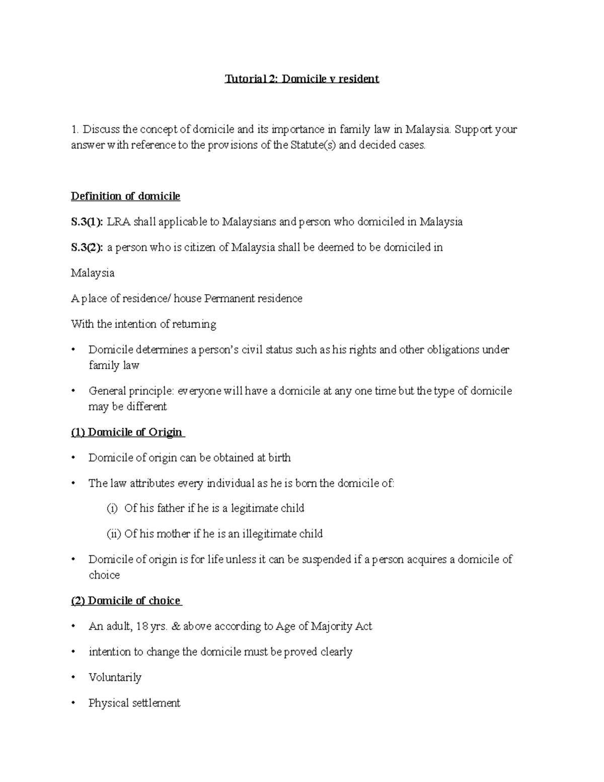303751 Tutorial 2-domicile - Tutorial 2: Domicile v resident Discuss ...