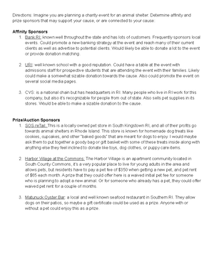 PRS200 Corporate Events Homework - Corporate Events Homework Prompt ...