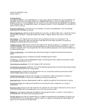 Chapter 2 Notes - Chapter 2: The Texas Constitution Texas Constitution ...