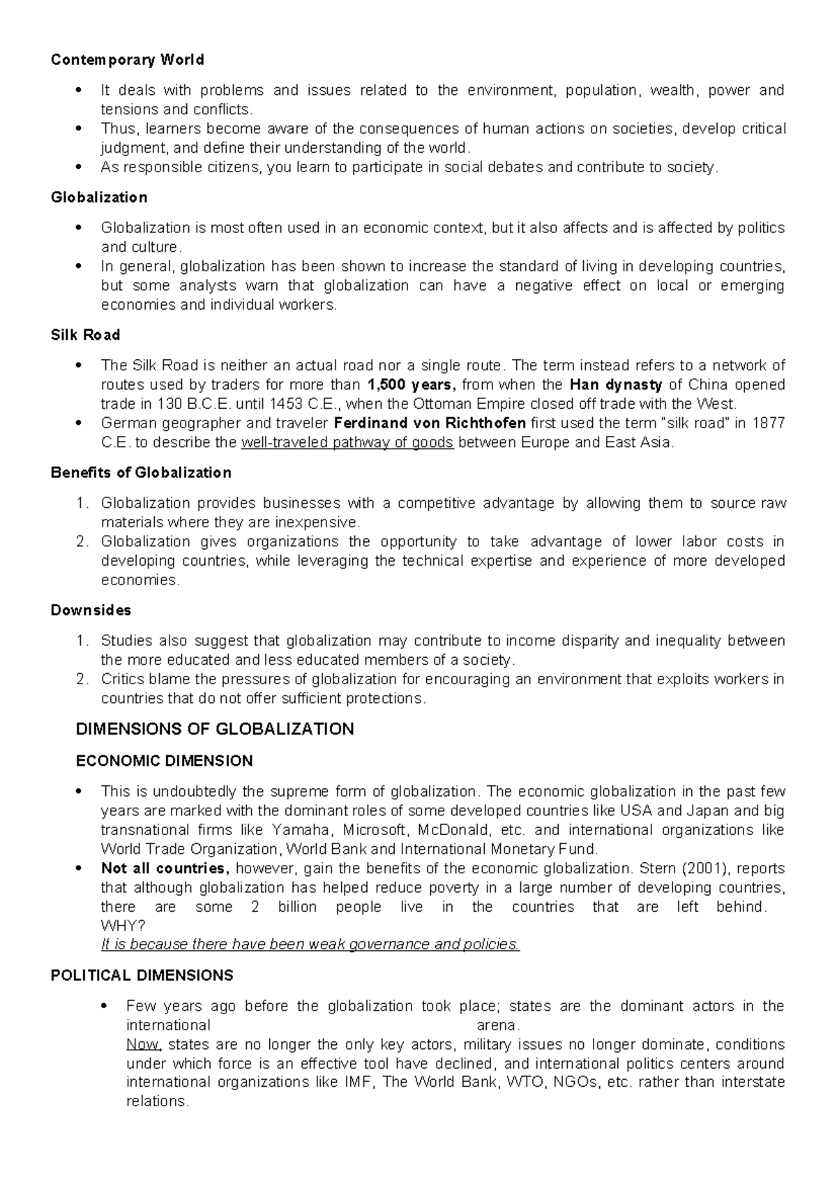 Contemporary World Lesson 1-2 - Contemporary World It deals with ...