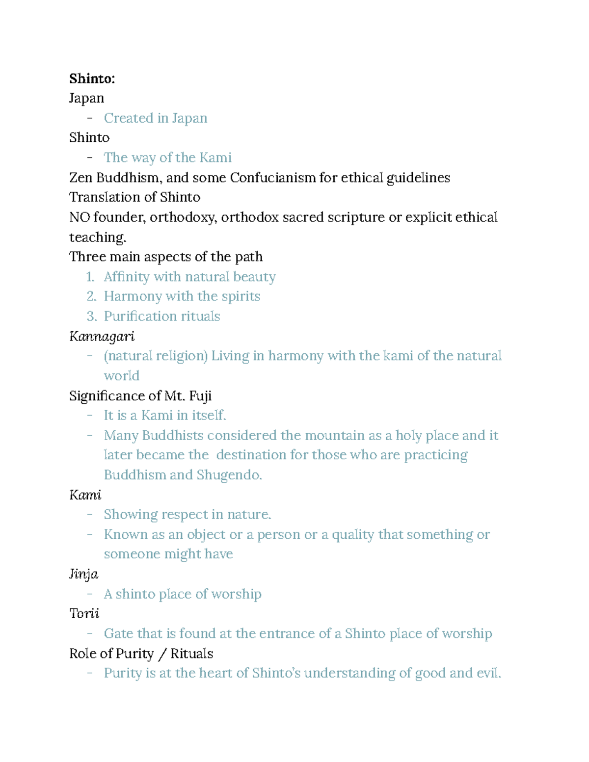 Eastern Religion Notes - Shinto: Japan - Created in Japan Shinto - The ...