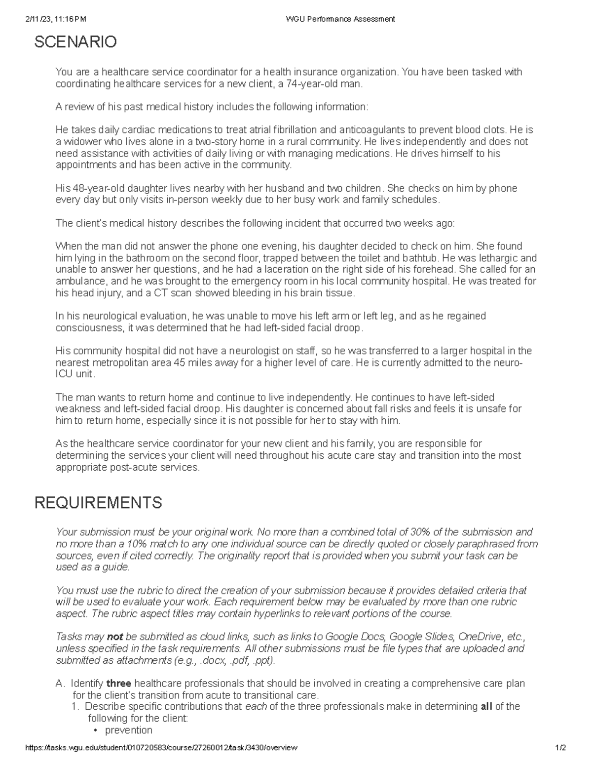 D051 - Task - 2/11/23, 11:16 PM WGU Performance Assessment - Studocu