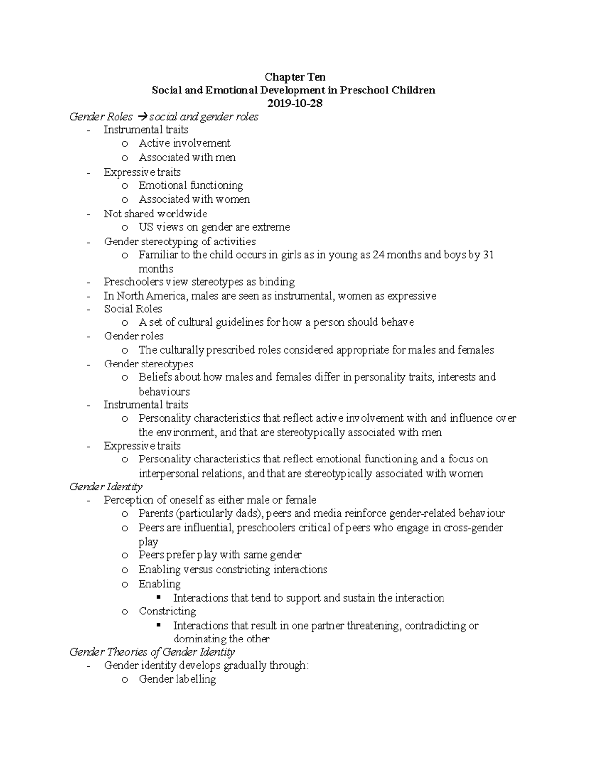 Chapter Ten - Chapter Ten Social and Emotional Development in Preschool ...