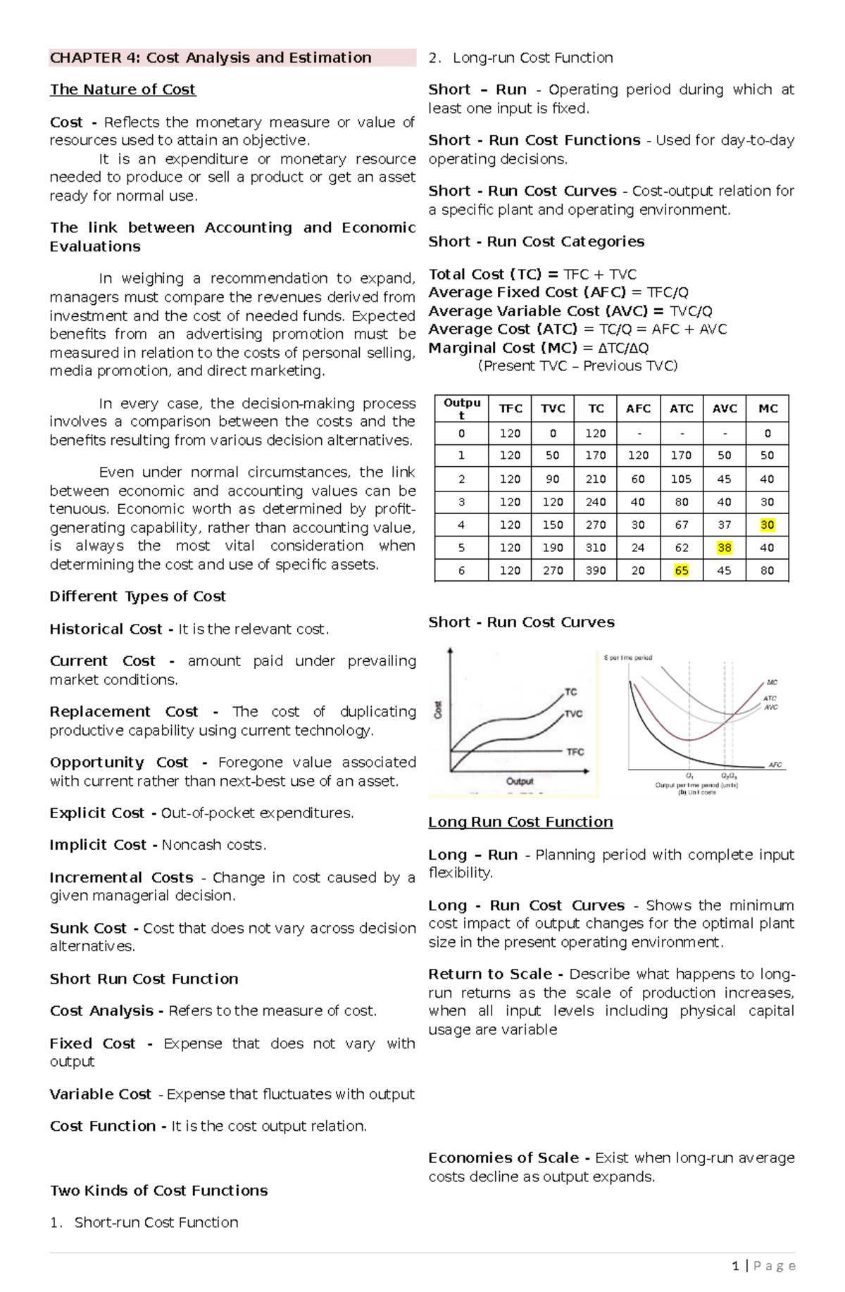 Maseco chap 4 - reviewer - CHAPTER 4: Cost Analysis and Estimation The ...